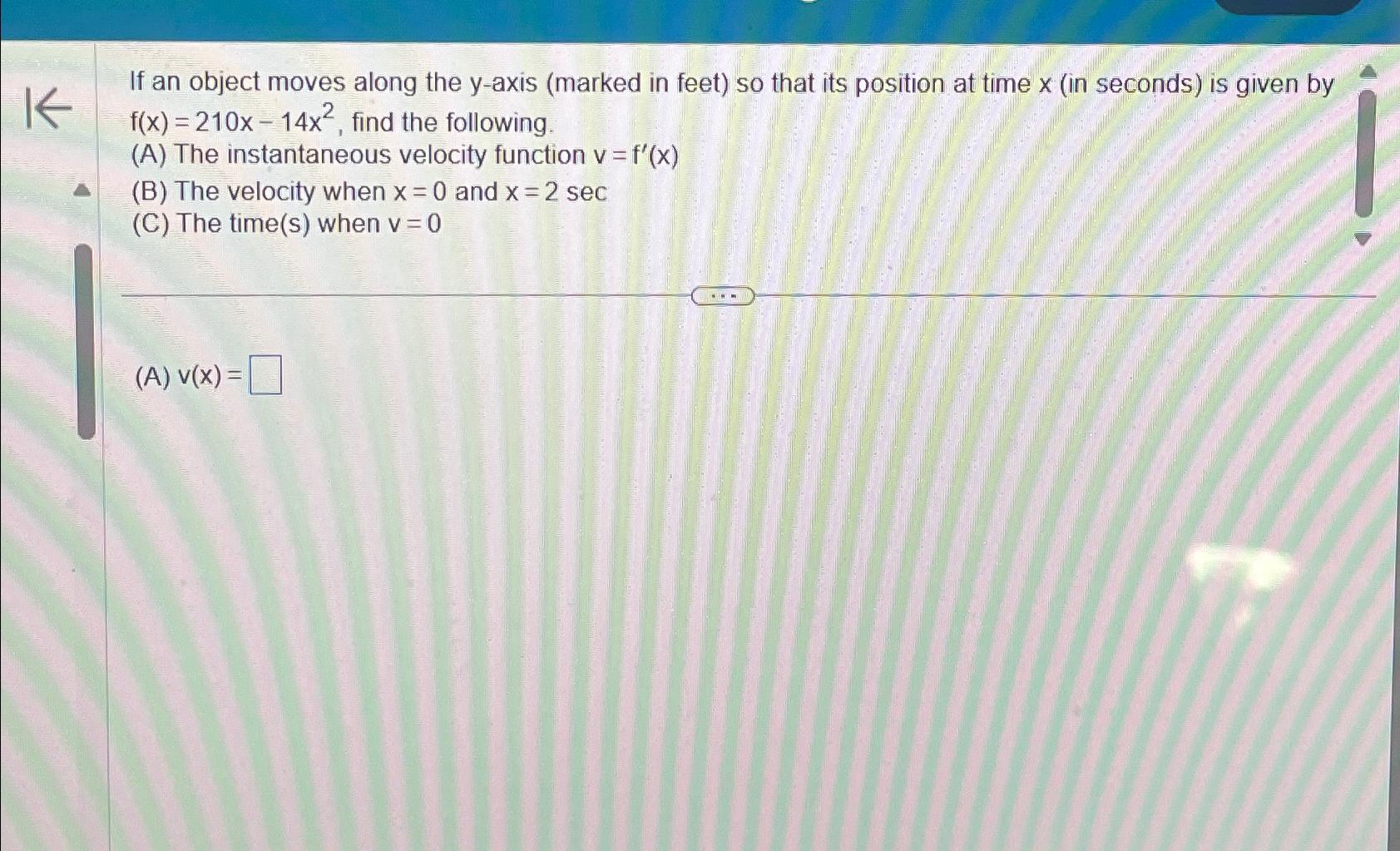 Solved If an object moves along the y-axis (marked in feet) | Chegg.com