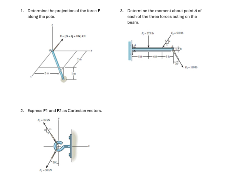 Determine the projection of the force F ﻿along the | Chegg.com