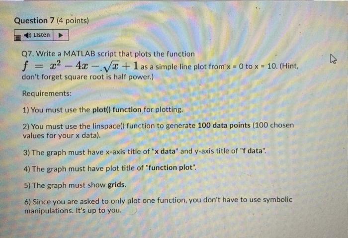 Solved Question 3 (1 point) Listen Q3. In MATLAB, if array | Chegg.com