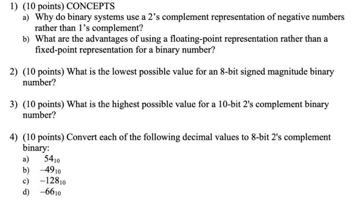 Solved 1) (10 points) CONCEPTS a) Why do binary systems use | Chegg.com