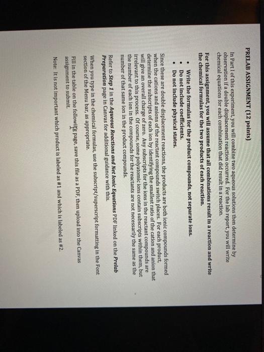 Solved PRELAB ASSIGNMENT (12 points) In Part 1 of this | Chegg.com