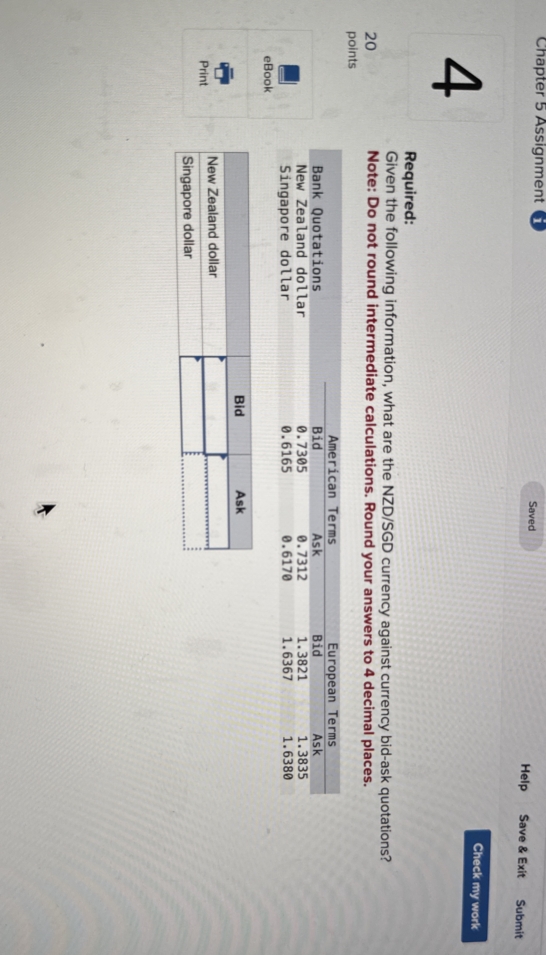 Solved Chapter 5 ﻿Assignment iSavedHelpSave & ExitSubmit420 | Chegg.com