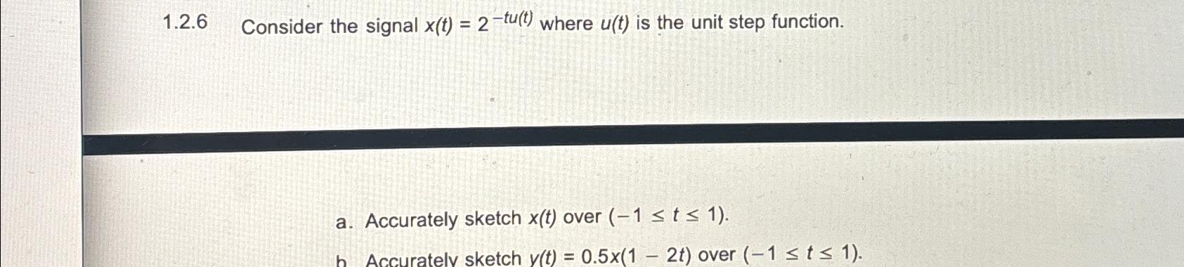 Solved 1.2.6 ﻿Consider the signal x(t)=2-tu(t) ﻿where u(t) | Chegg.com