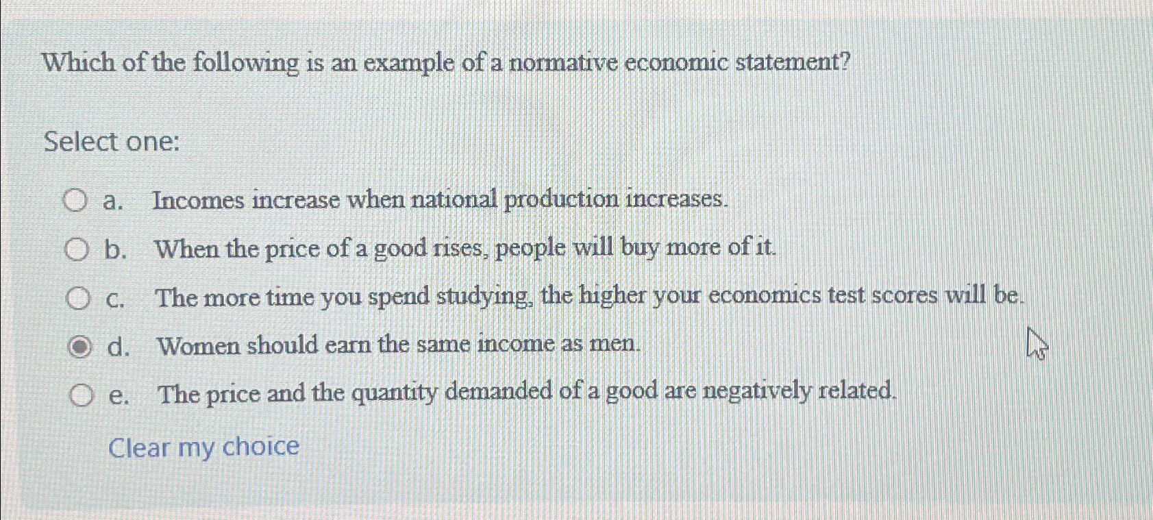 Solved Which of the following is an example of a normative | Chegg.com