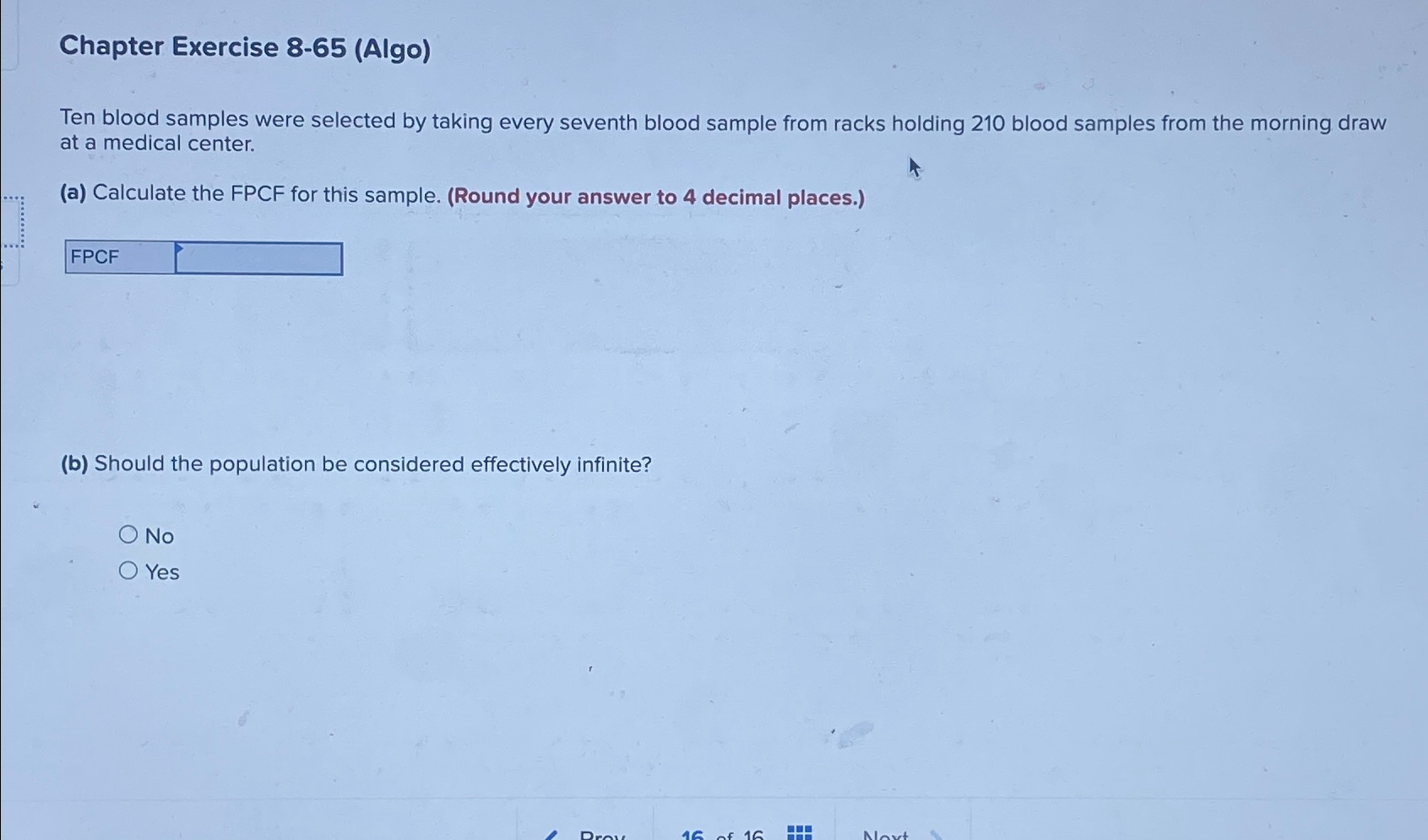 Solved Chapter Exercise 8-65 (Algo)Ten blood samples were | Chegg.com