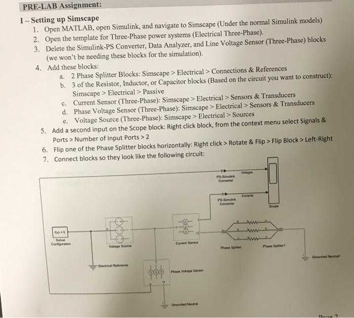 PRE-LAB Assignment: I - Setting up Simscape 1. Open | Chegg.com