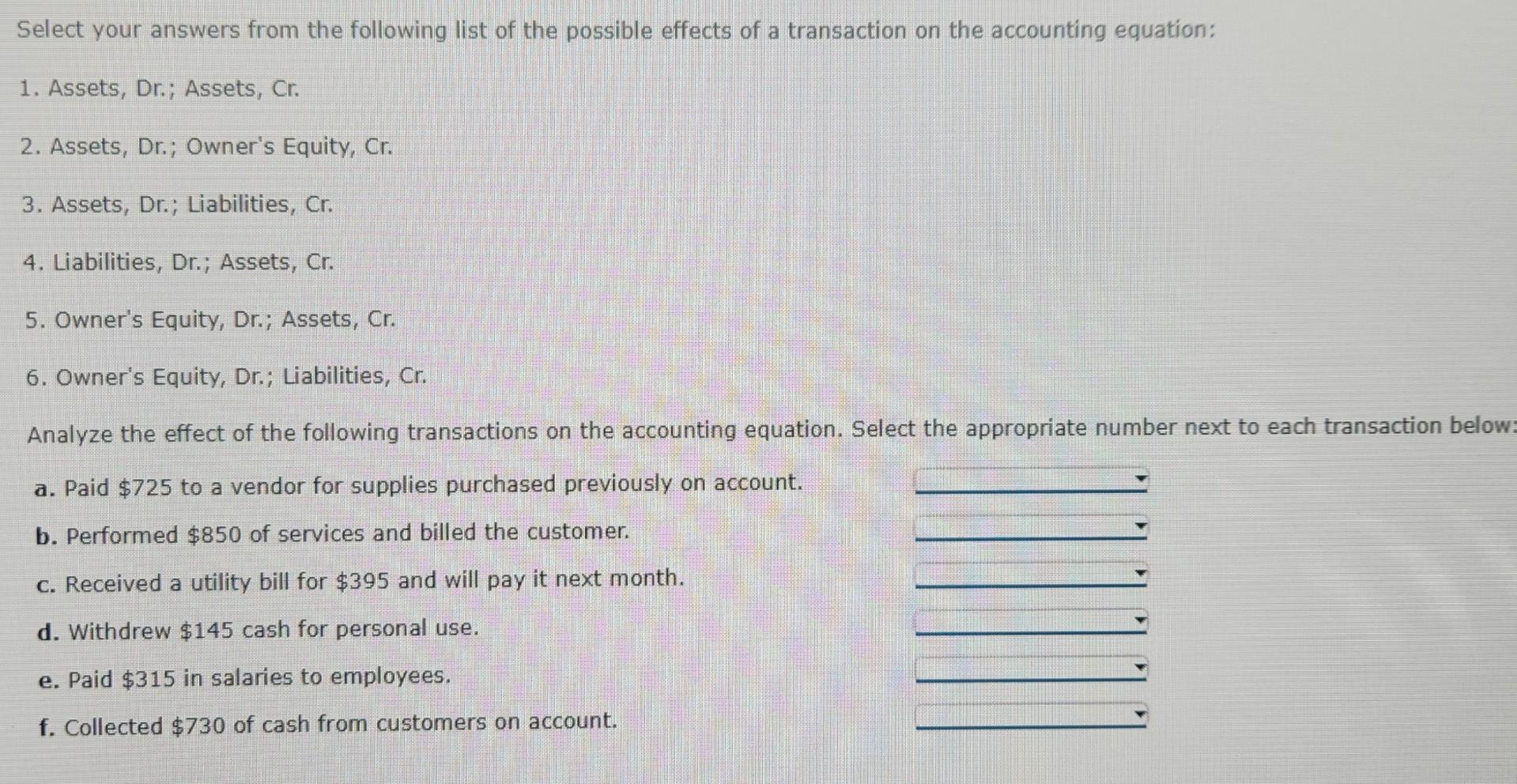 Solved Select your answers from the following list of the | Chegg.com