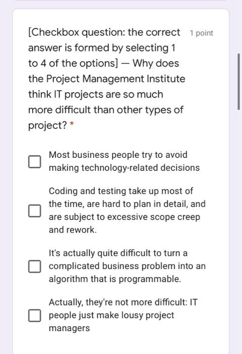 Solved (Checkbox question: the correct 1 point answer is | Chegg.com
