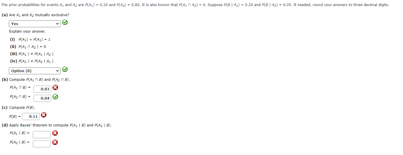 Solved (a) ﻿Are A1 ﻿and A2 ﻿mutually exclusive?Explain your | Chegg.com