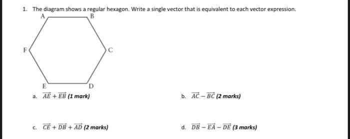 Solved 1. The diagram shows a regular hexagon. Write a | Chegg.com