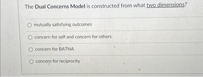 The Dual Concerns Model is constructed from what two | Chegg.com