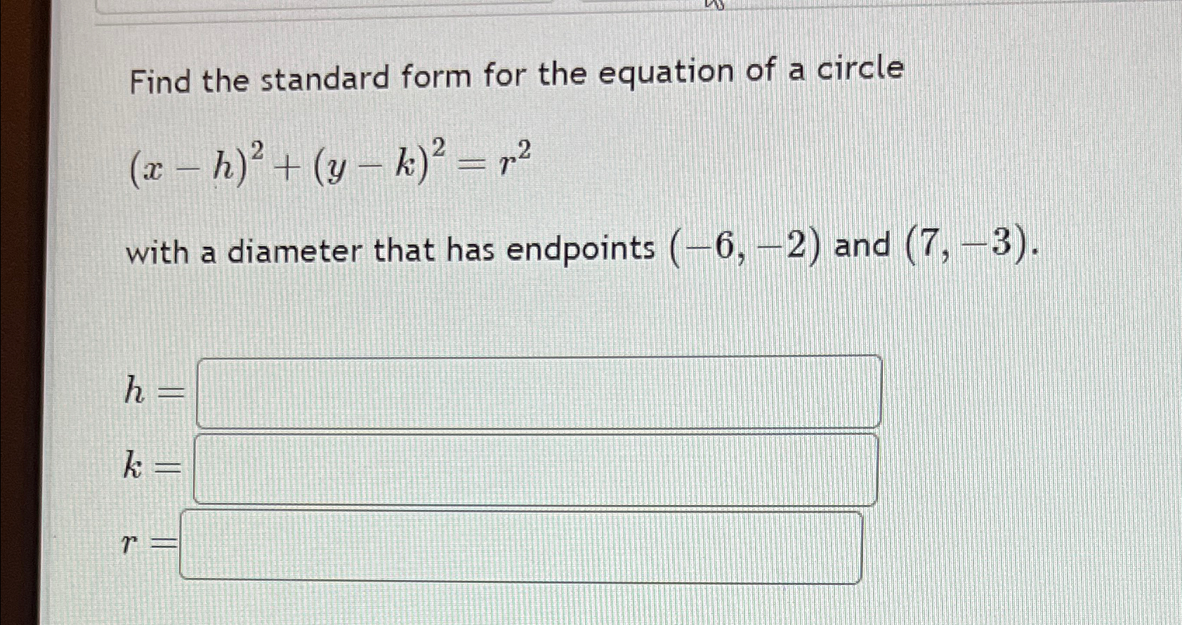 Solved Find the standard form for the equation of a | Chegg.com