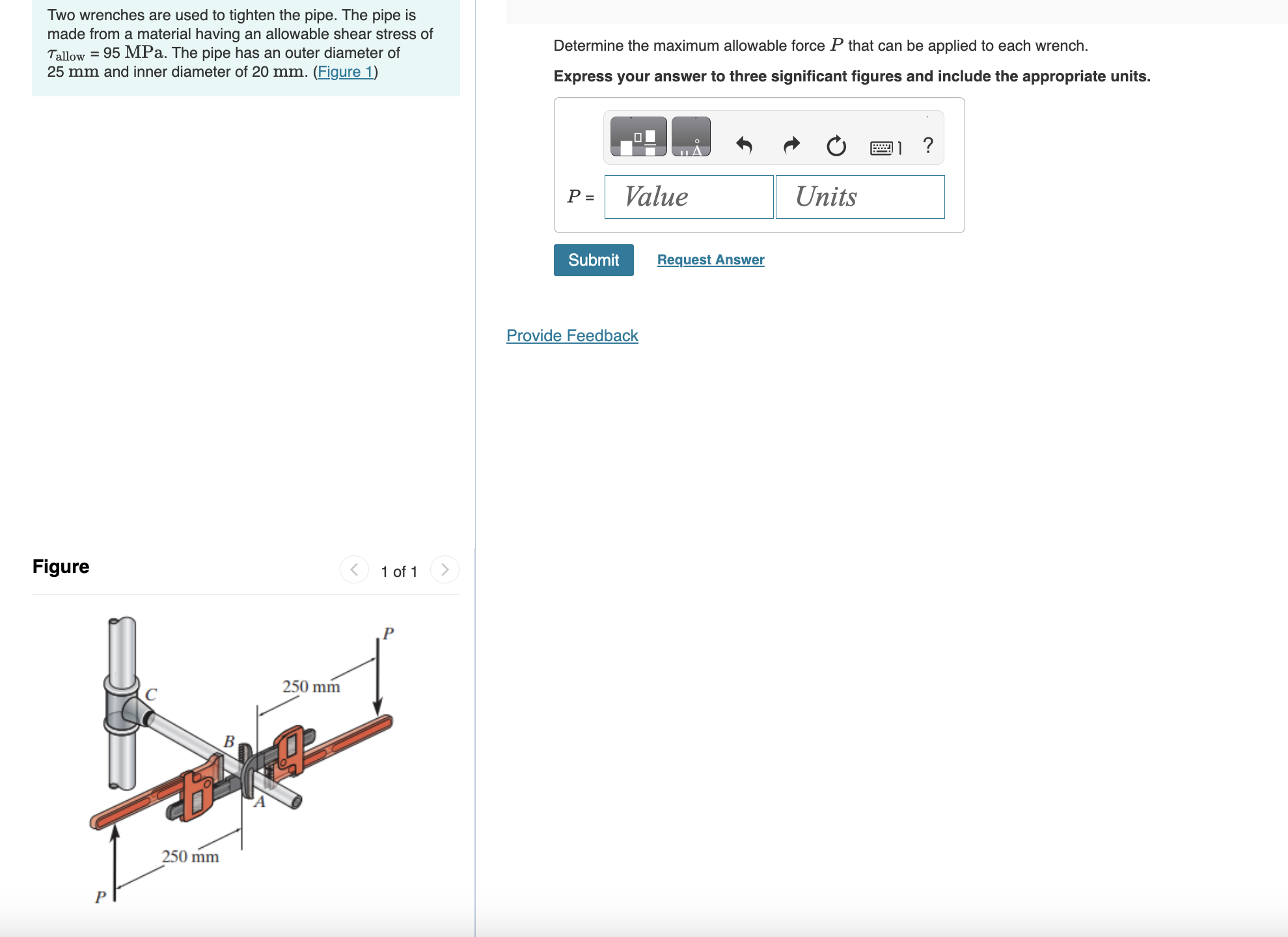 Solved Two wrenches are used to tighten the pipe. The pipe | Chegg.com