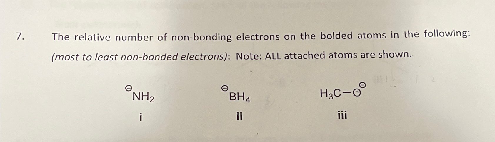 Solved The relative number of non-bonding electrons on the | Chegg.com