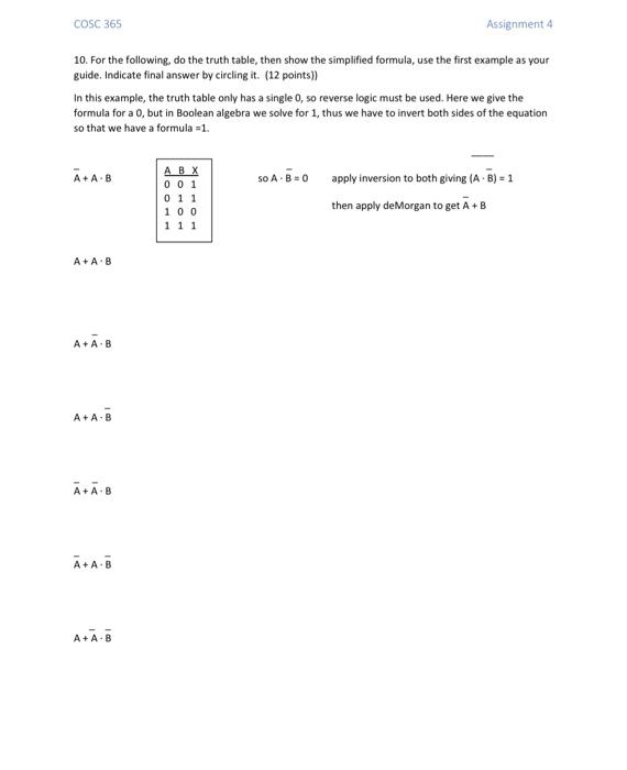 Solved COSC 365 Assignment 4 10. For the following, do the | Chegg.com
