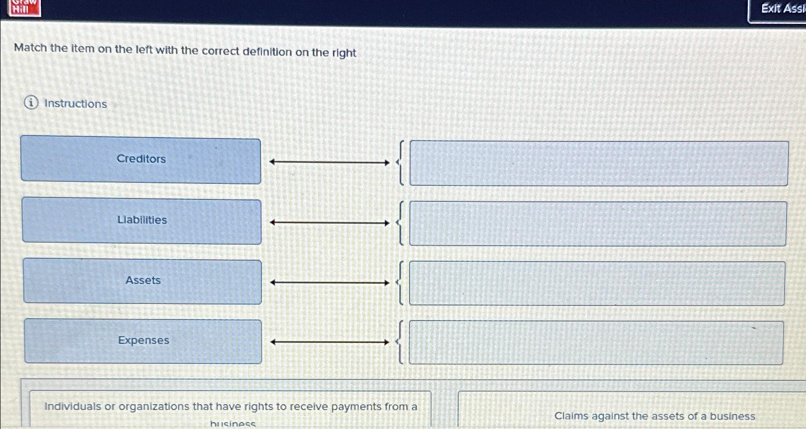 Solved Match the item on the left with the correct | Chegg.com