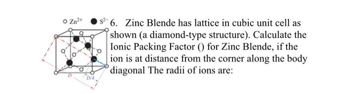 Solved Zinc Blende has lattice in cubic unit cell as hown (a | Chegg.com