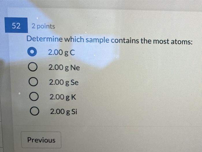Solved 52 2 points Determine which sample contains the most | Chegg.com