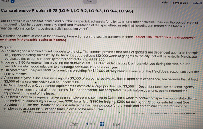 Solved Return 1 Saved Help Save & Exit Submit Comprehensive | Chegg.com