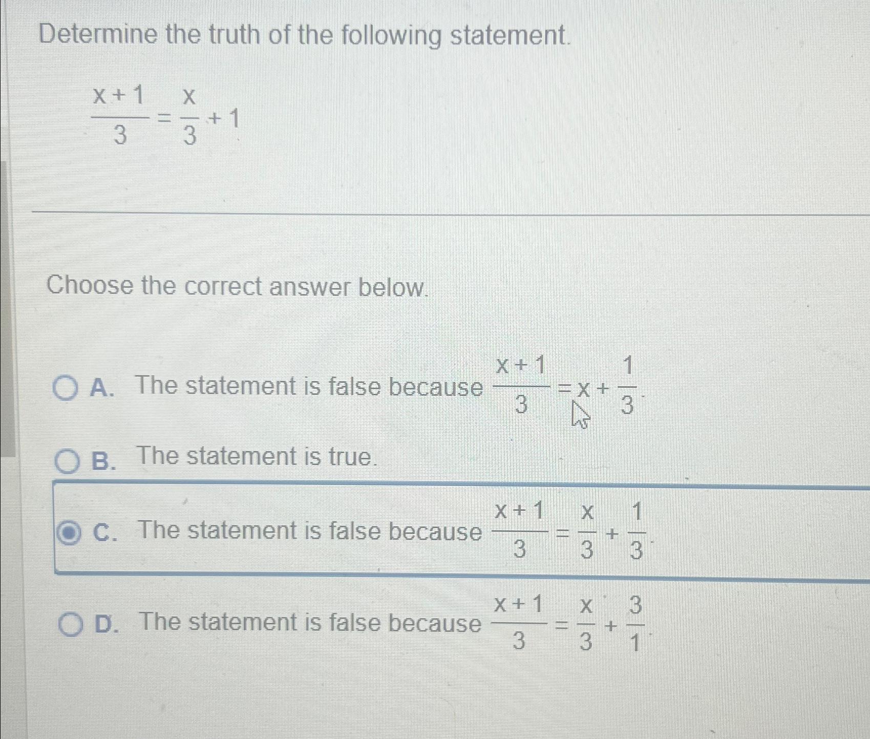 Solved Determine the truth of the following | Chegg.com