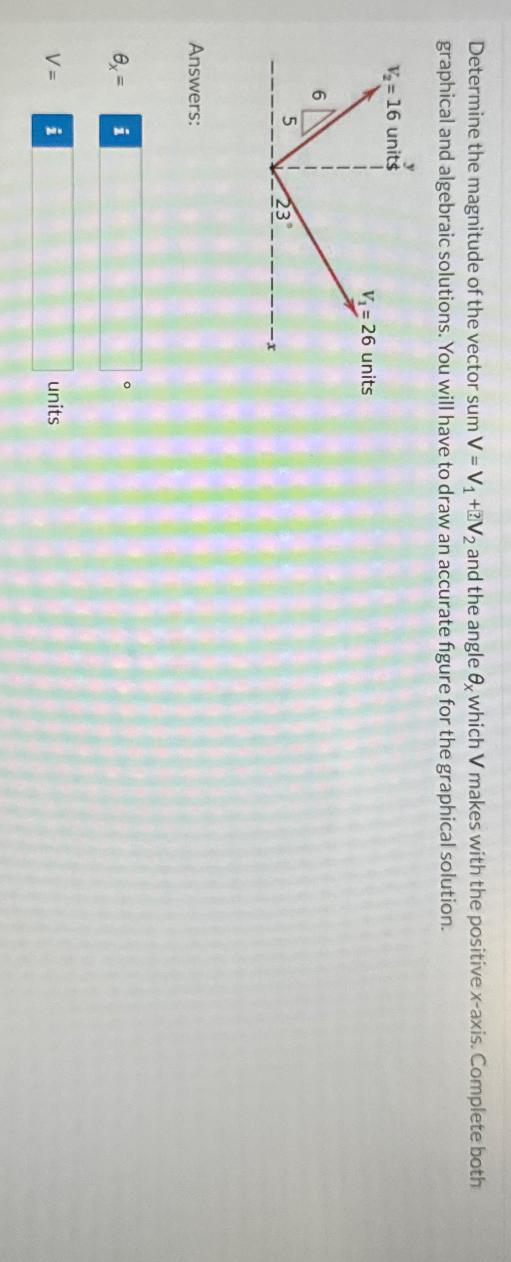 Determine the magnitude of the vector sum V=V1+?V2 | Chegg.com