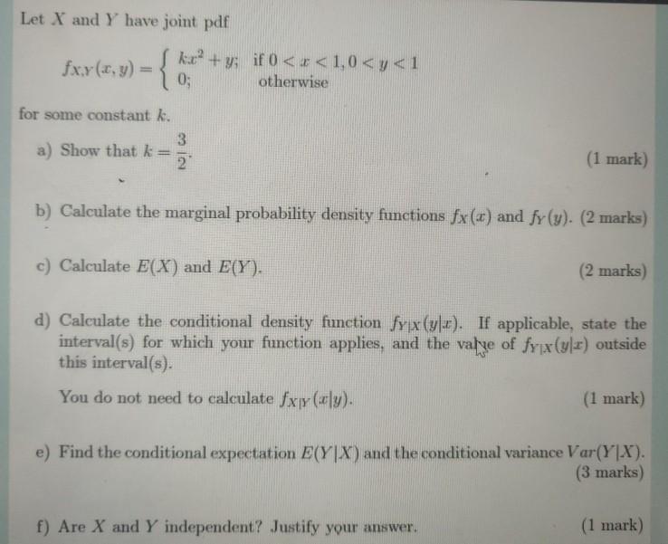 Solved Let X and Y have joint pdf kur? + y; if 0 | Chegg.com