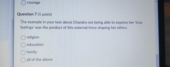 Solved courageQuestion 7 (1 ﻿point)The example in your text | Chegg.com