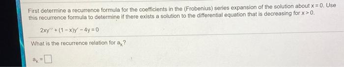 Solved First determine a recurrence formula for the | Chegg.com