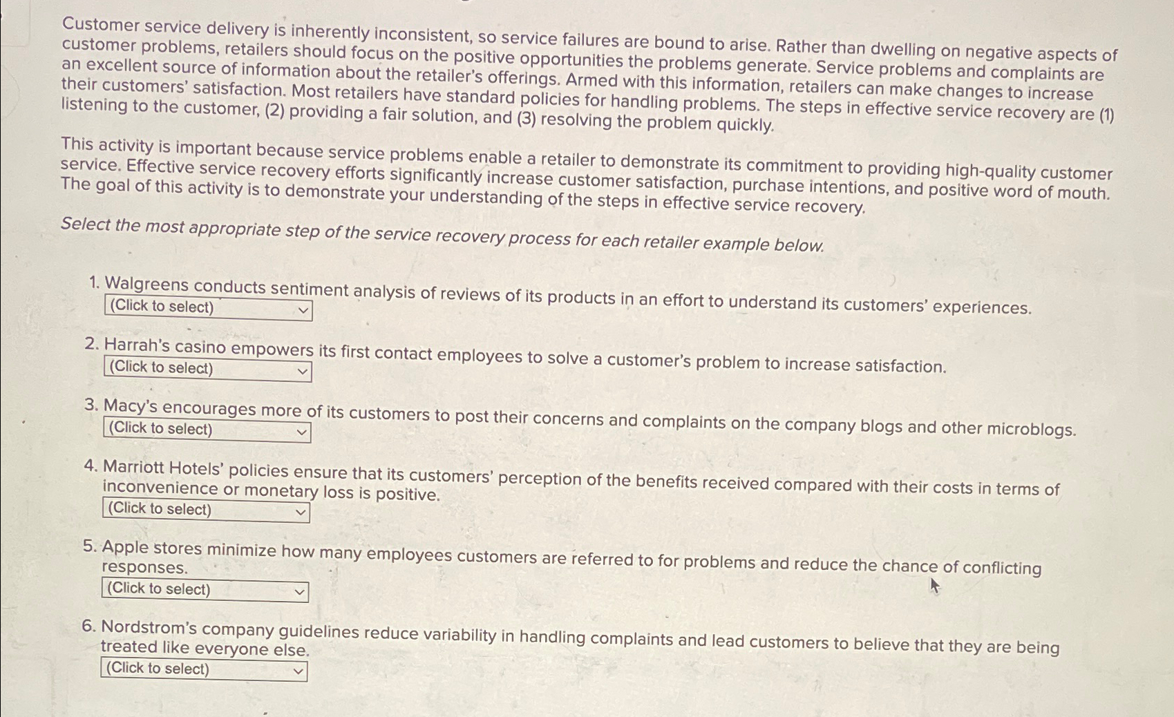 Solved Customer service delivery is inherently inconsistent, | Chegg.com