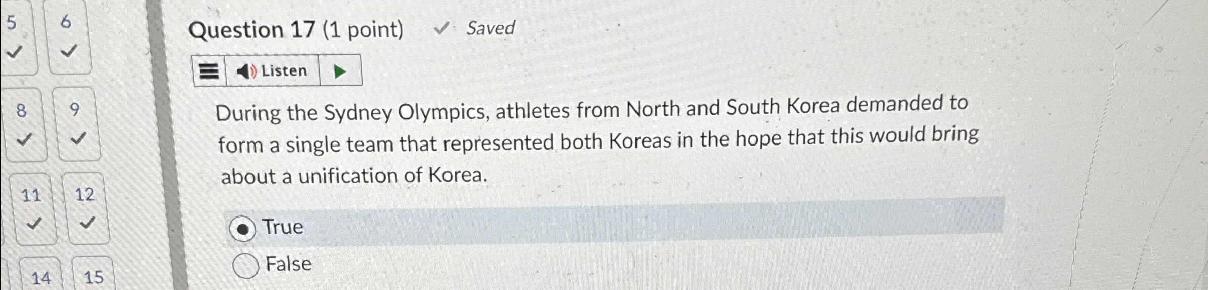 Solved Question 17 (1 ﻿point) ﻿Saved During the Sydney | Chegg.com