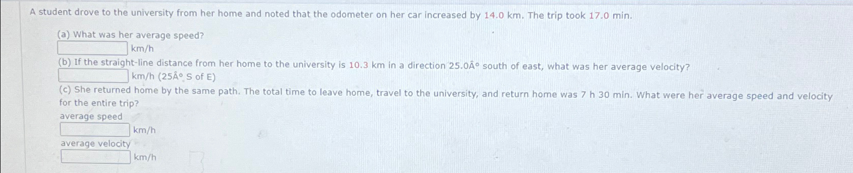 Solved A student drove to the university from her home and | Chegg.com