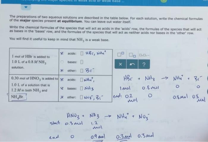 Solved solve for the acids, bases and left over of other. | Chegg.com