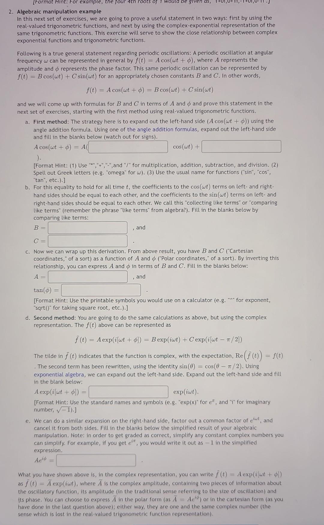 Solved 2. Algebraic manipulation example In this next set of | Chegg.com