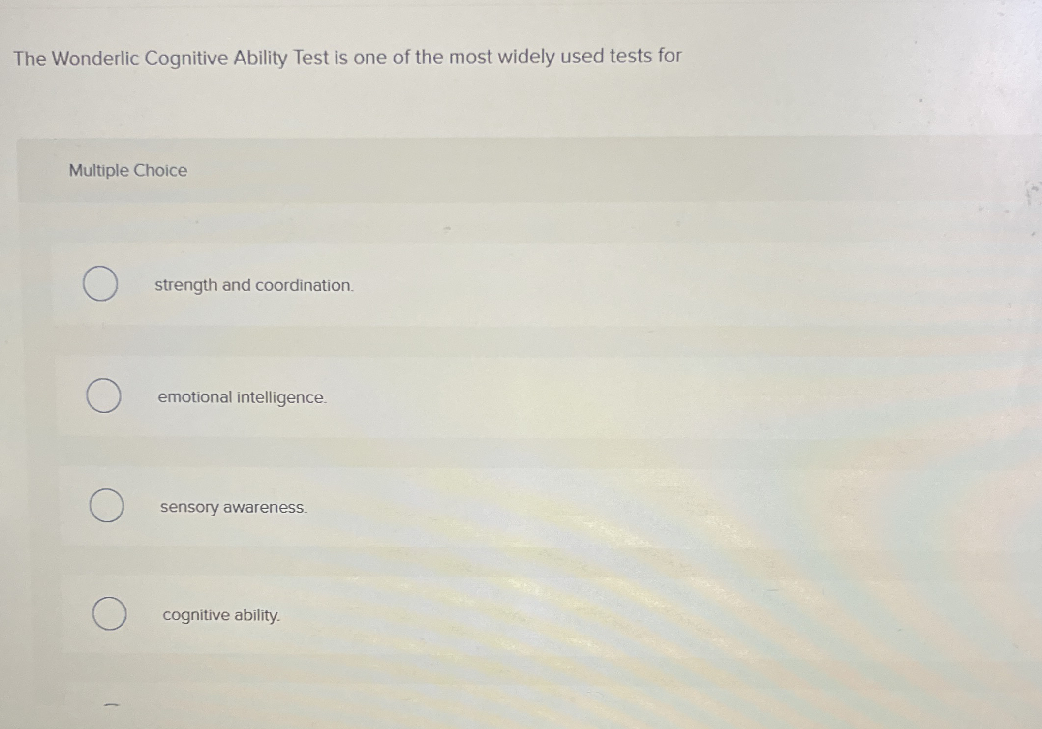 Solved The Wonderlic Cognitive Ability Test is one of the | Chegg.com