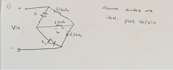 Solved Assume D1 and D2 are ideal diodes. Plot input output | Chegg.com
