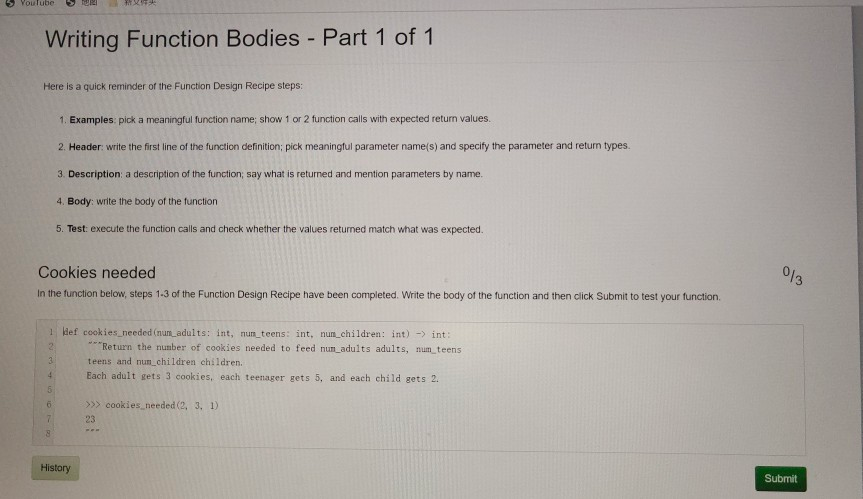 Solved You Tube Writing Function Bodies - Part 1 of 1 Here | Chegg.com
