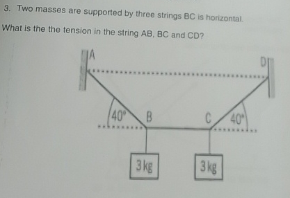 Solved Two masses are supported by three strings BC ﻿is | Chegg.com