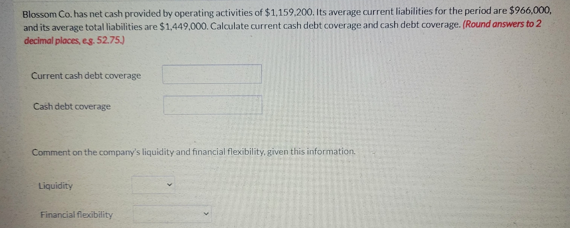 Solved Blossom Co. ﻿has net cash provided by operating | Chegg.com