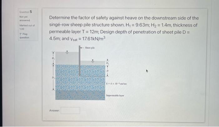 Solved Determine the factor of safety against heave on the | Chegg.com