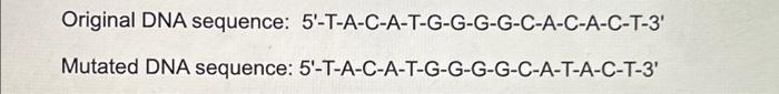 Original DNA sequence: 5 | Chegg.com