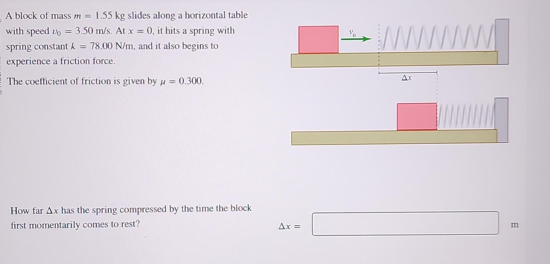 Solved A block of mass m=1.55 kg slides along a horizontal | Chegg.com