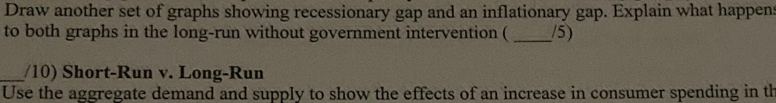 Solved Draw another set of graphs showing recessionary gap | Chegg.com