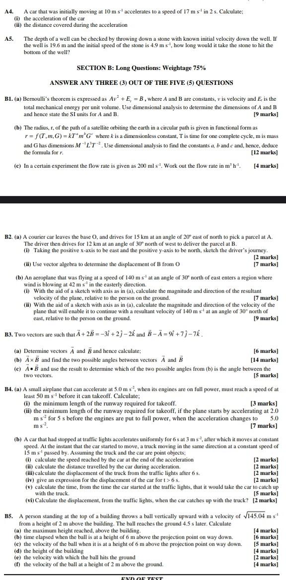 Solved A4. A car that was initially moving at 10 m s−1 | Chegg.com