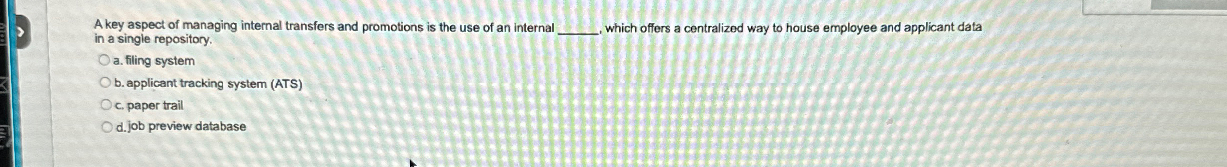 Solved A key aspect of managing internal transfers and | Chegg.com