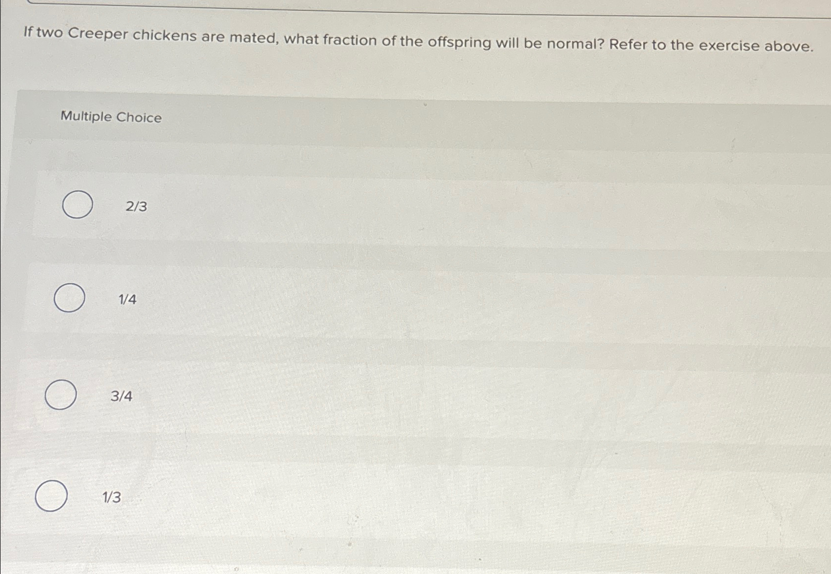 Solved If two Creeper chickens are mated, what fraction of | Chegg.com