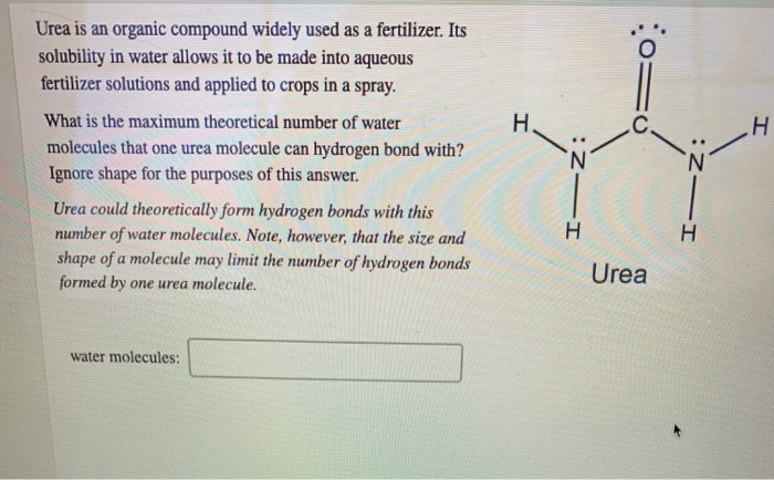 Solved Urea is an organic compound widely used as a | Chegg.com