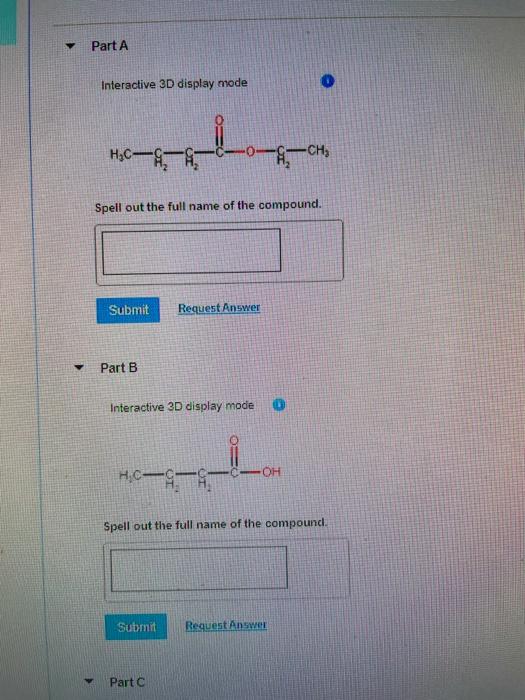 Solved Part A Interactive 3D display mode H₂C-94 A, CH3 | Chegg.com