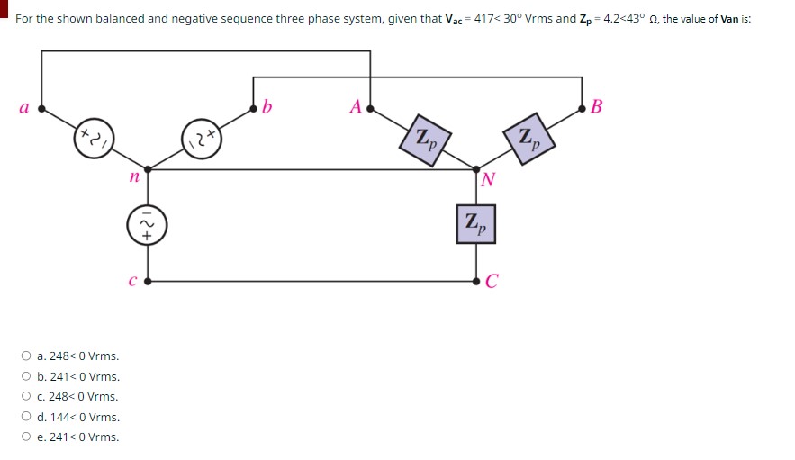 Solved For the shown balanced and negative sequence three | Chegg.com