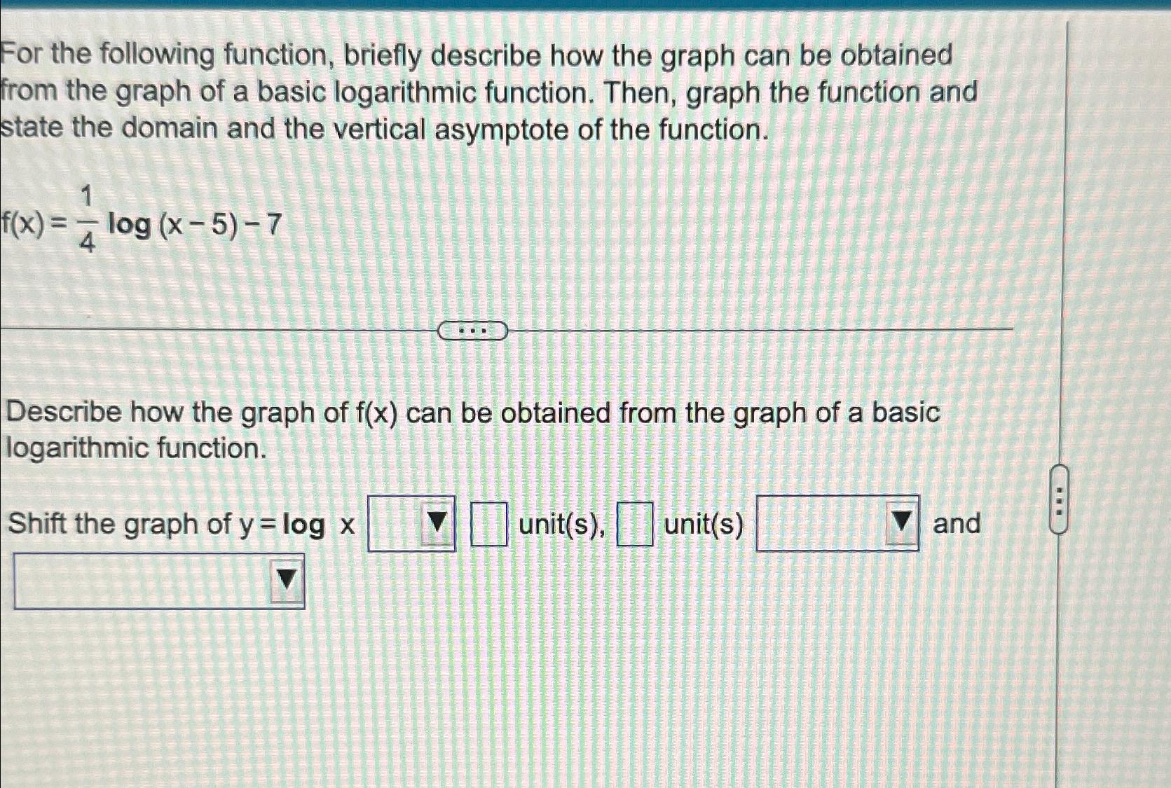 Solved For the following function, briefly describe how the | Chegg.com