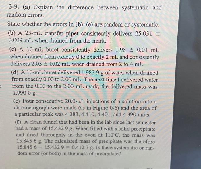 Solved 3-9. (a) Explain the difference between systematic | Chegg.com